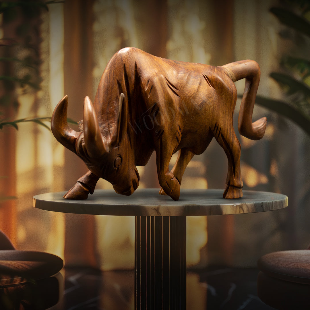 Handcrafted Wooden Bull – Wood Max Studio